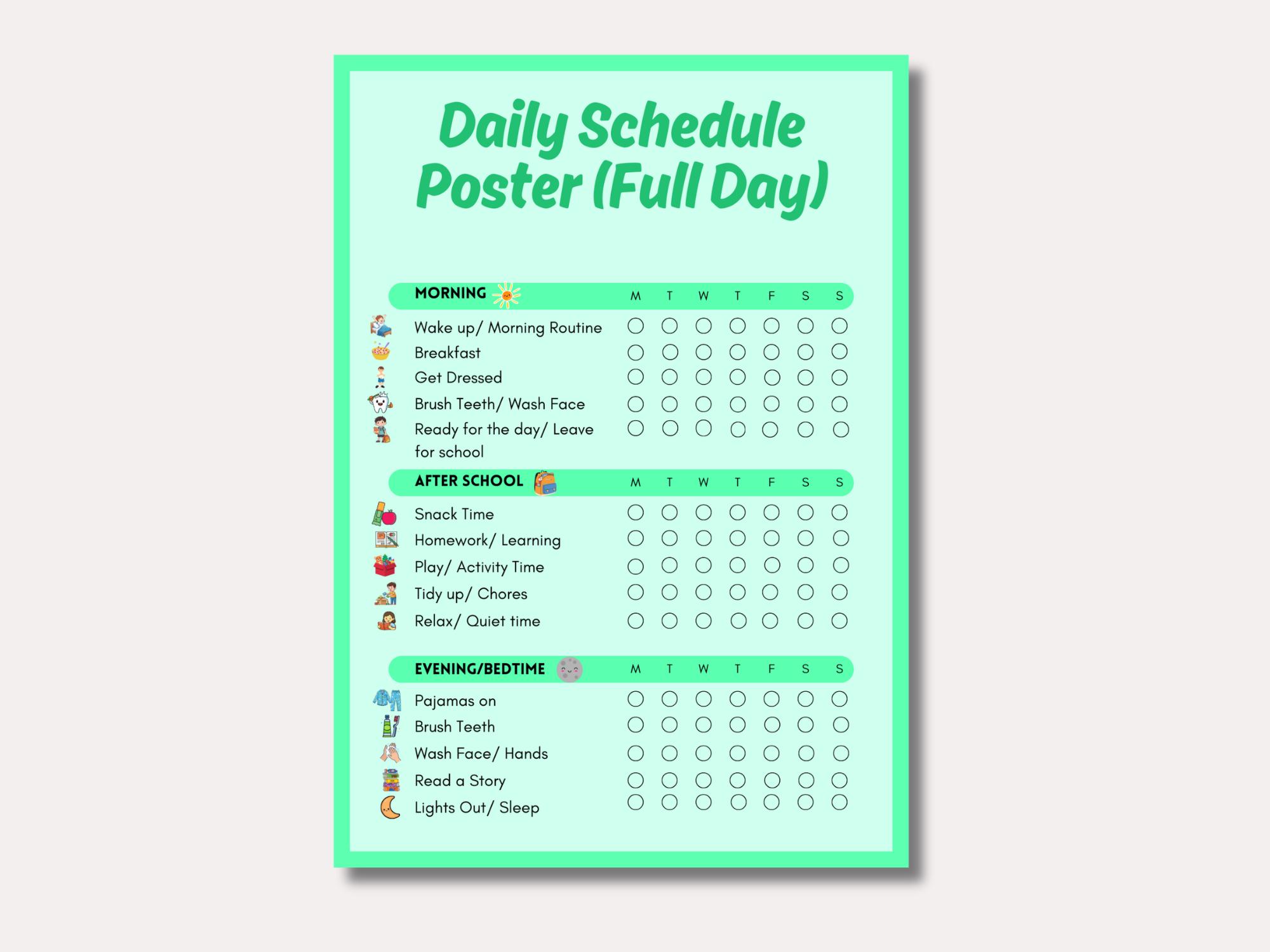 Daily Schedule Poster Printable | Editable Kids Visual Schedule ...
