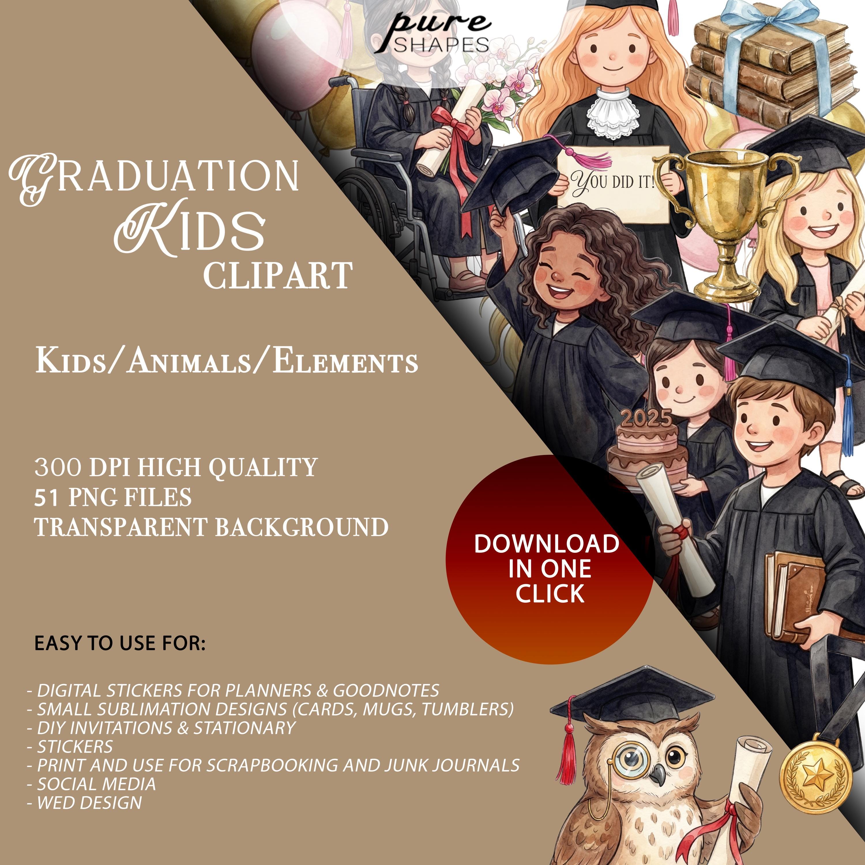 Graduation Kids Clipart PNG, Preschool Graduation Children, Cute ...