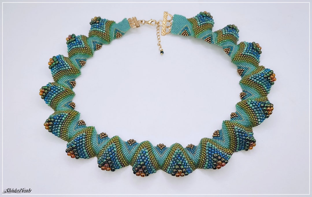 Flat Cellini Waves Dragon Necklace Ocean Green, Statement Necklace ...