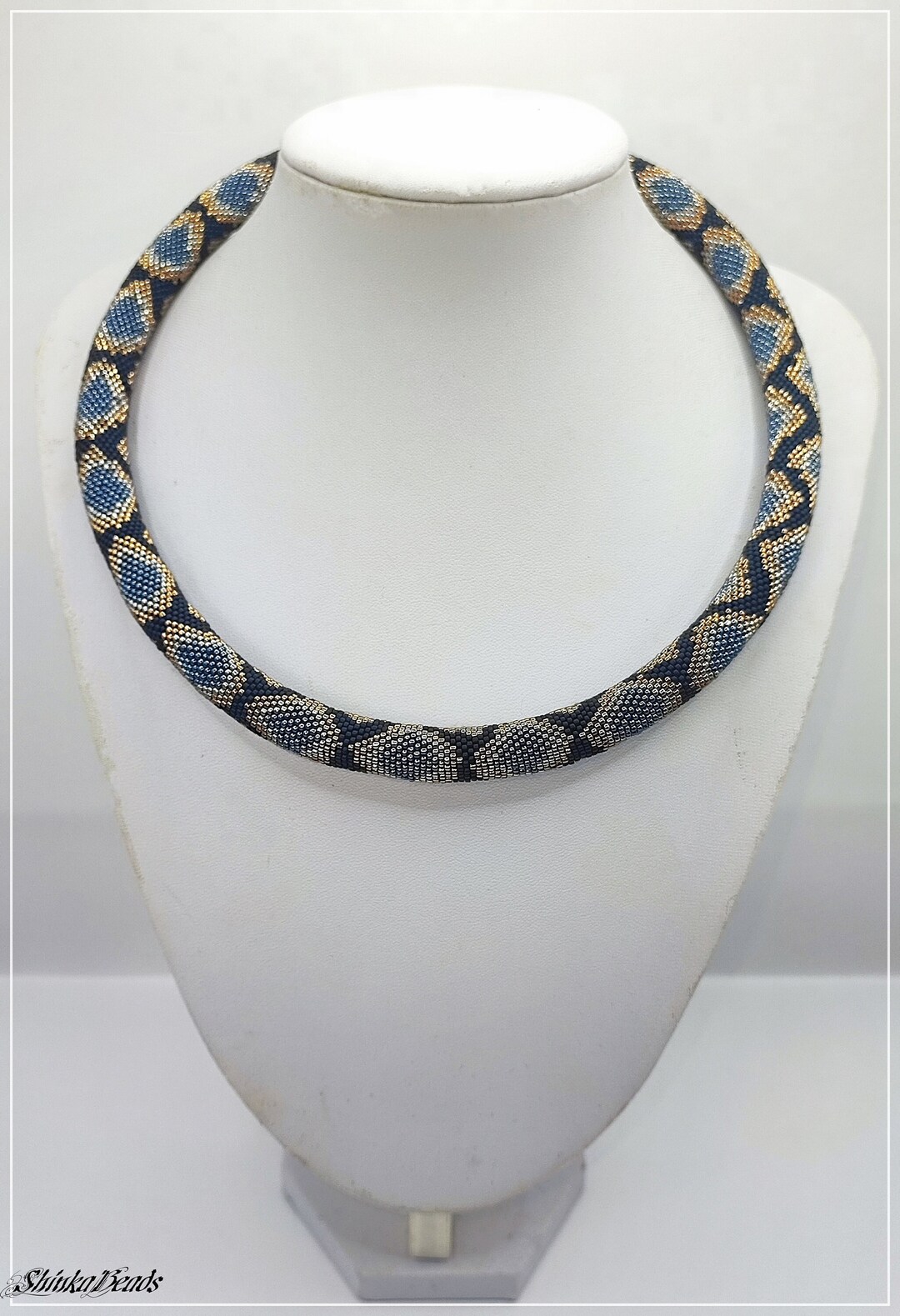 Black Gray, Python Necklace, Bead Crochet Necklace, Handmade Jewelry ...