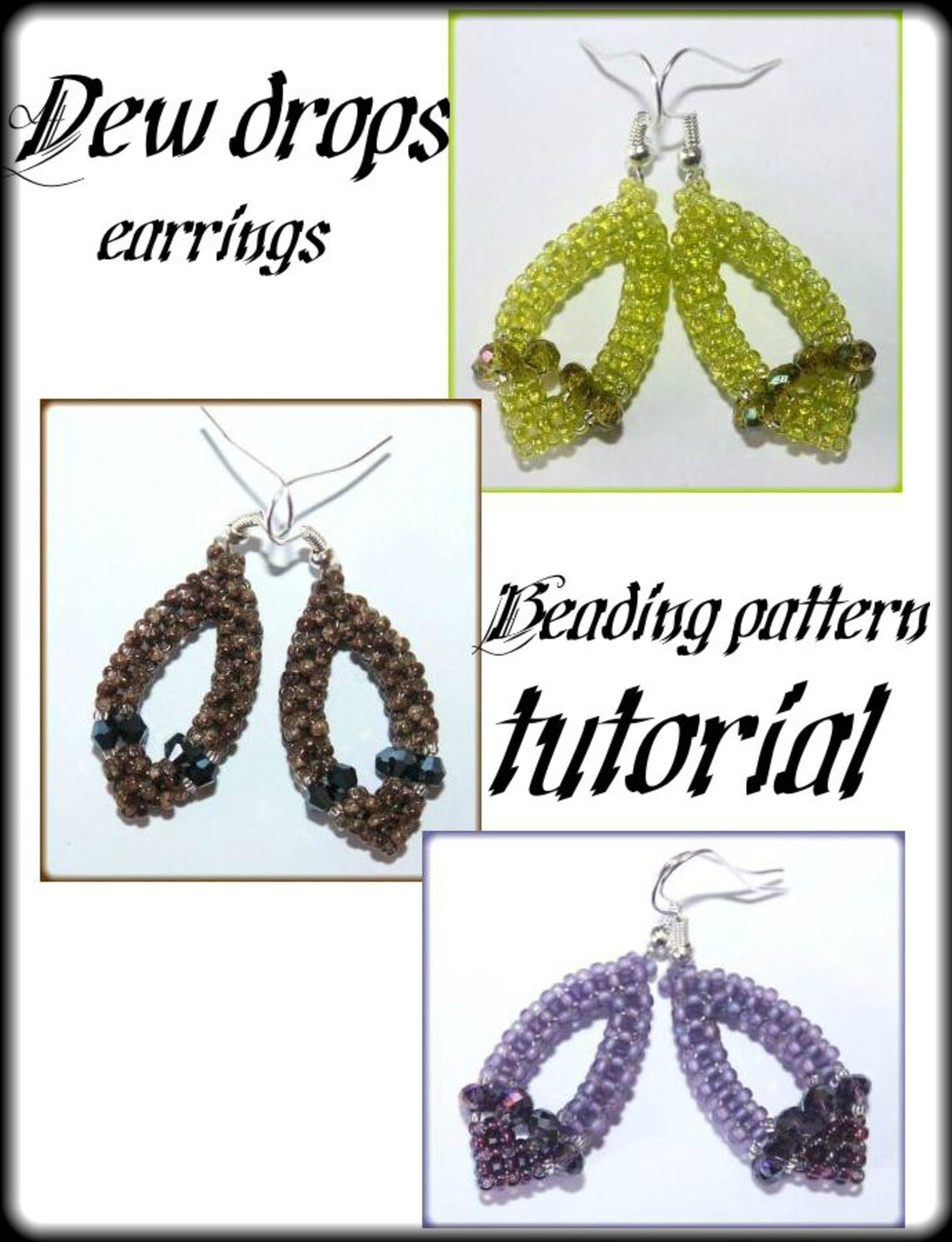 Dew Drops earrings beading pattern tutorial instructions | Etsy