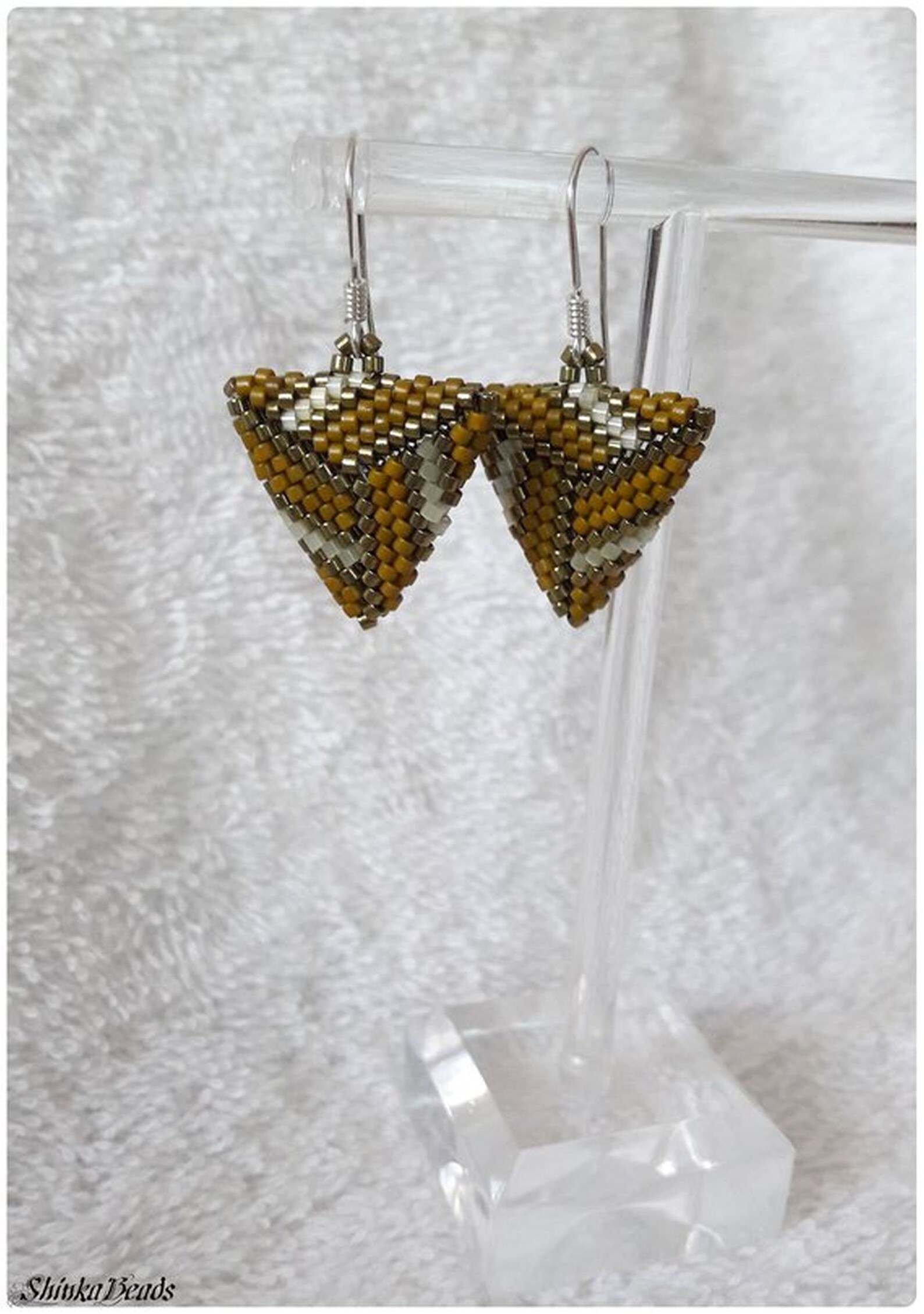 Double Side Triangle Earrings, Beading Pattern, PDF Tutorial, Peyote ...