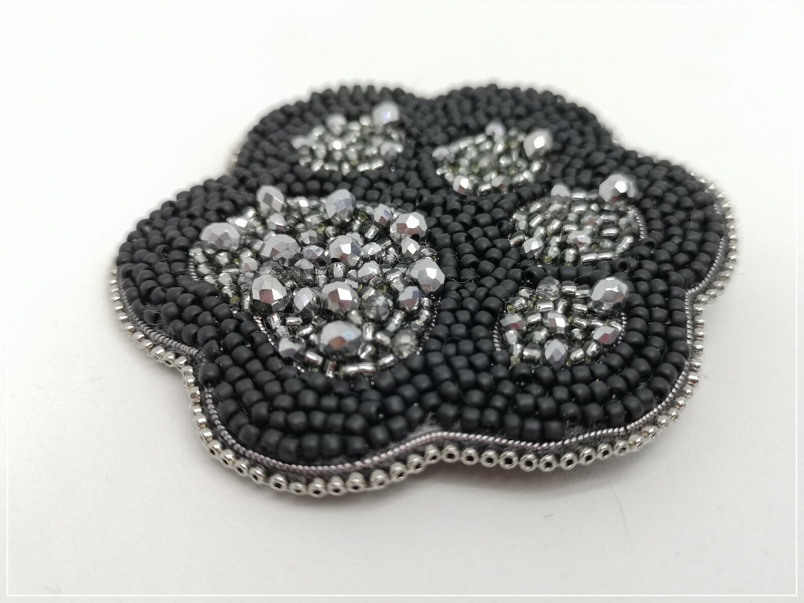 Bead Embroidered Paw Brooch Black Silver Pet Paw Brooch - Etsy