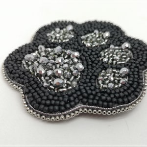 Bead Embroidered Paw Brooch, Black, Silver Pet Paw Brooch, Accessory ...