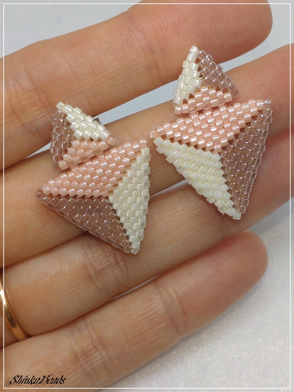 Pink Minimalist Stud Earrings Triangle Earrings - Etsy