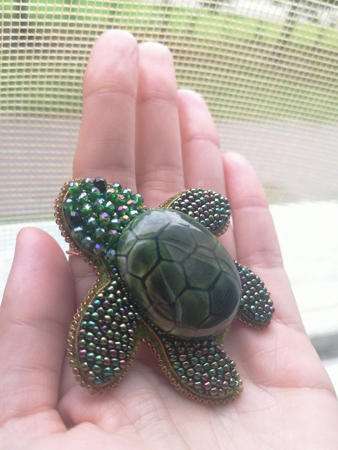 Bead Embroidered Turtle Brooch, Accessory, Handmade Jewelry of Beads ...
