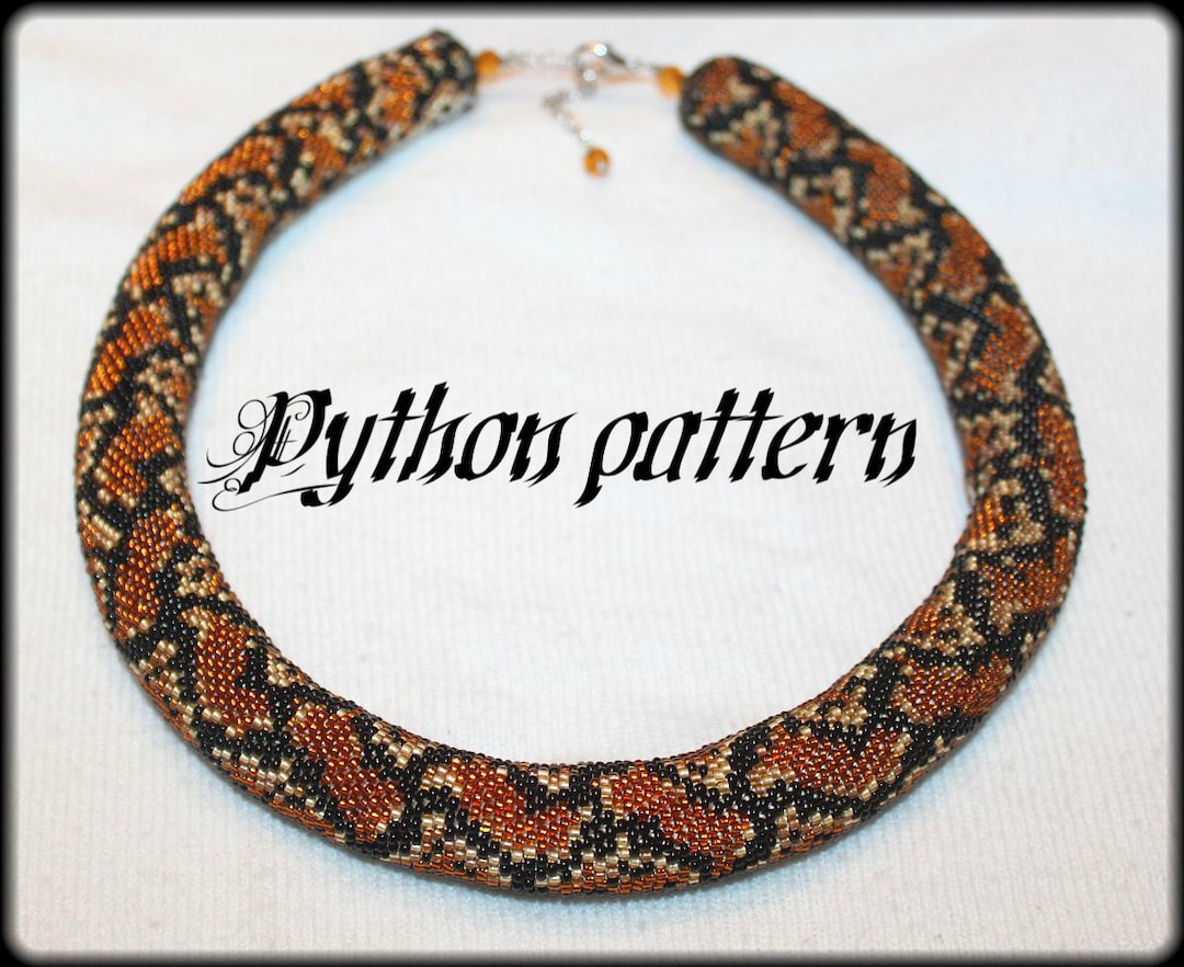 Python Snake Skin Bead Crochet Rope Necklace Pattern Pdf - Etsy