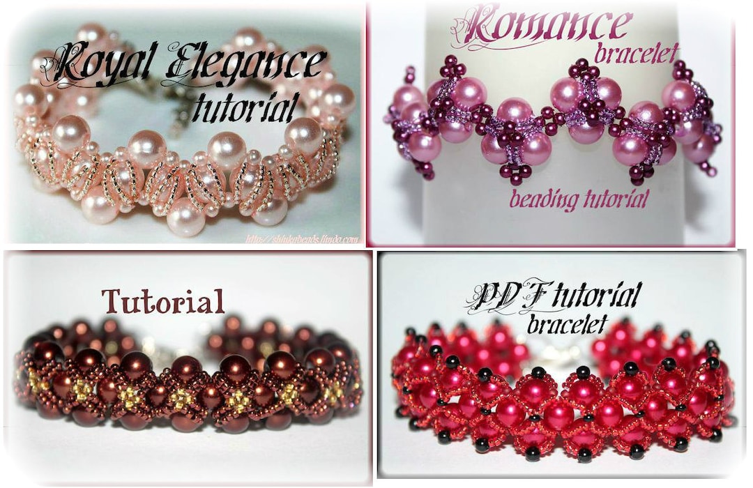 A SET of 4 Pearl Bracelet Beading Pattern Bundle Tutorials PDF Files ...
