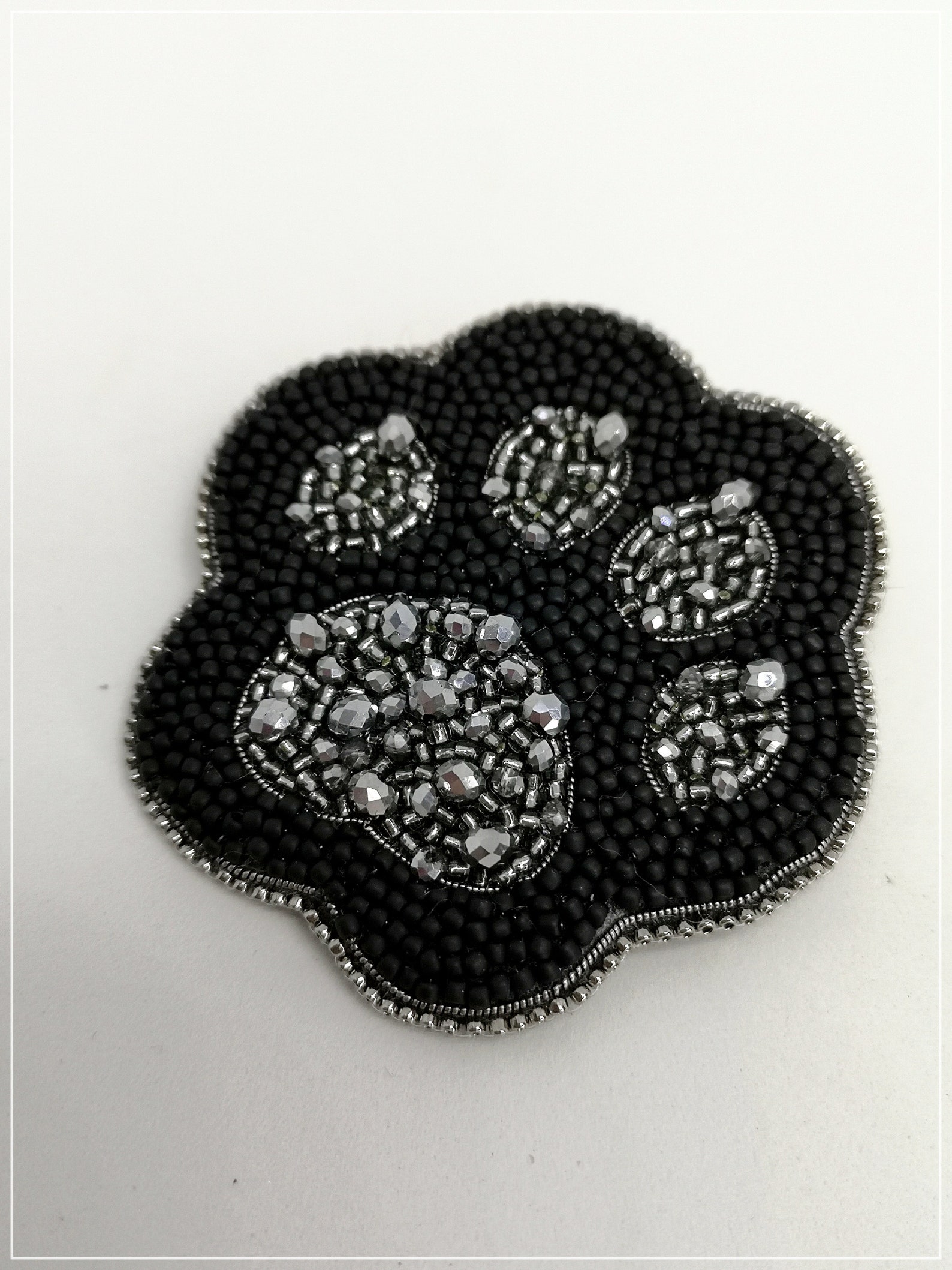 Bead Embroidered Paw Brooch Black Silver Pet Paw Brooch - Etsy