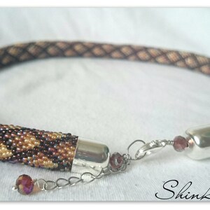 Ombre, Light Brown, Geometric, Bead Crochet Necklace, Rhombs Pattern ...