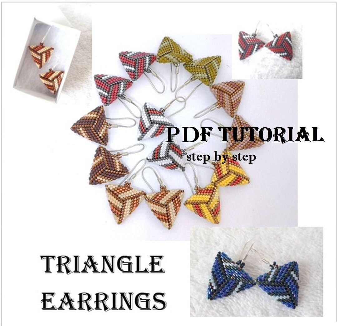 Double Side Triangle Earrings, Beading Pattern, PDF Tutorial, Peyote ...