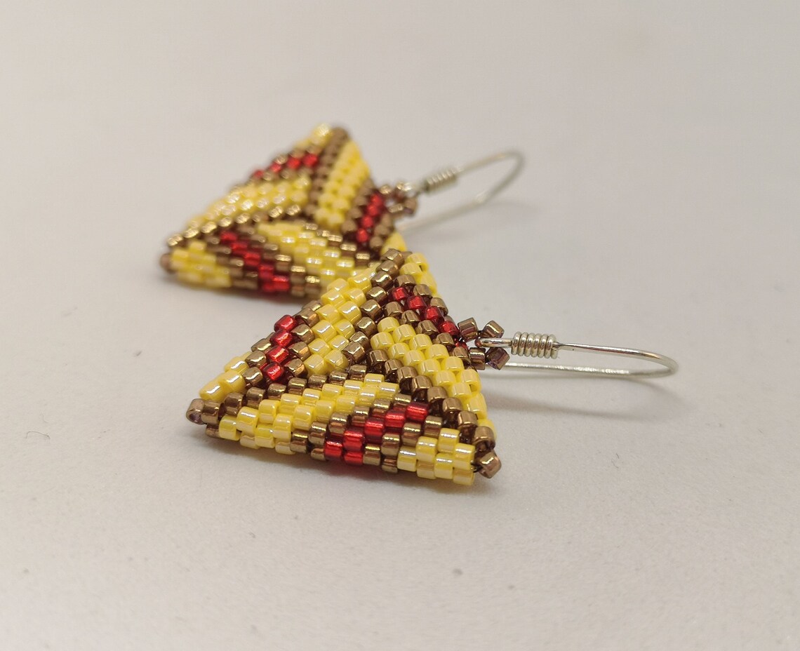 Double Side Triangle Earrings, Beading Pattern, PDF Tutorial, Peyote ...