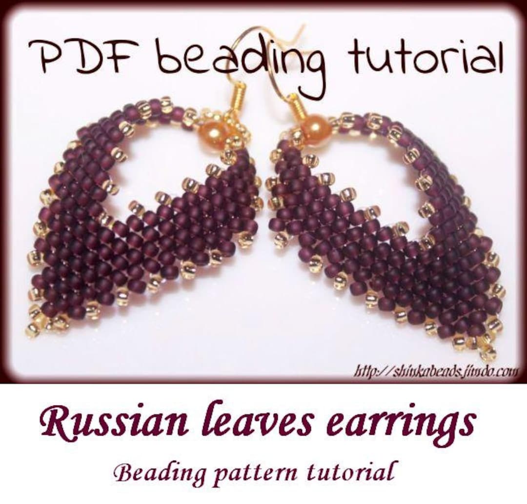 Flat Peyotes Leaf Earrings With Pearl Beading Pattern PDF Tutorial ...