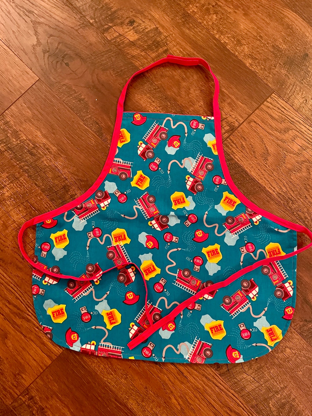 Child Reversible Apron - Fire Truck Apron - Firefighter Apron - Baking ...