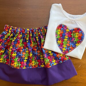 Autism Awareness Outfit: Puzzle Print Skirt & Applique Shirt - Etsy