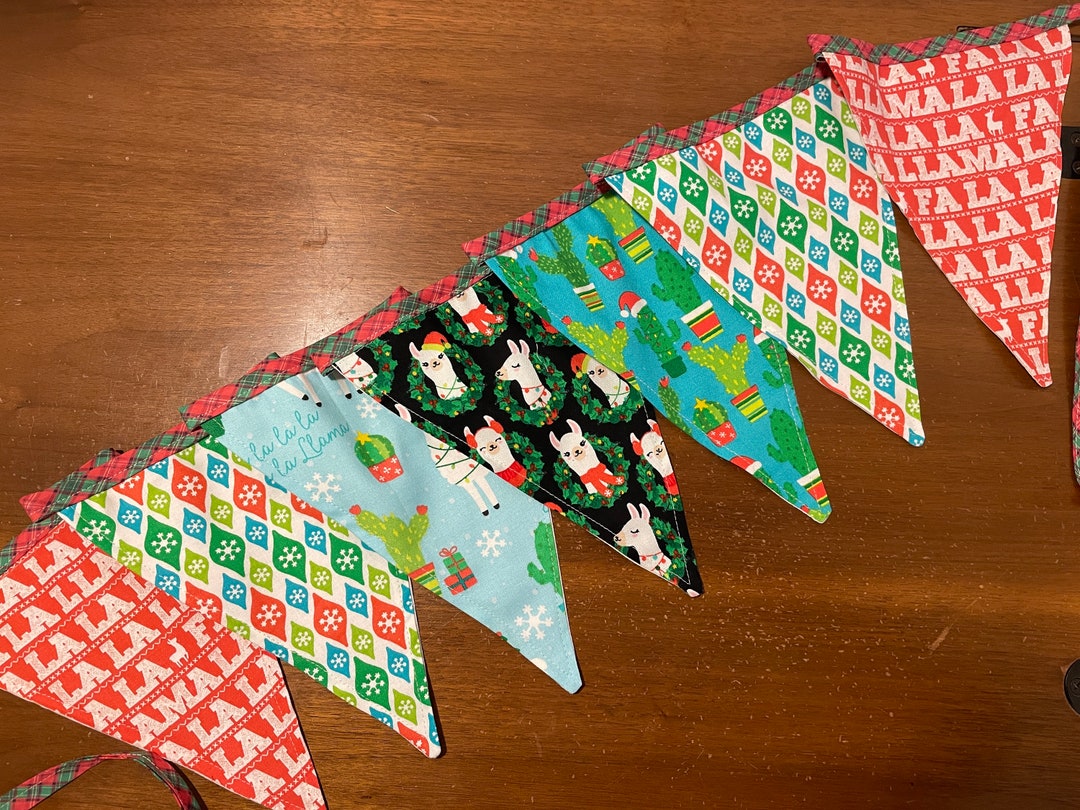 Llama Christmas Fireplace Banner - Mantel Decor - Llama Banner - Santa ...