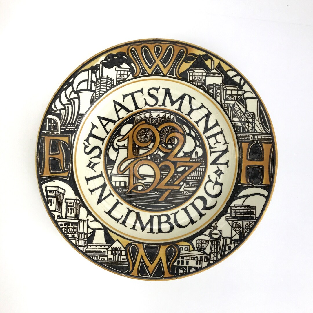 Vintage Dutch Commemorative Plate: Sphinx Maastricht, Limburg Mines ...