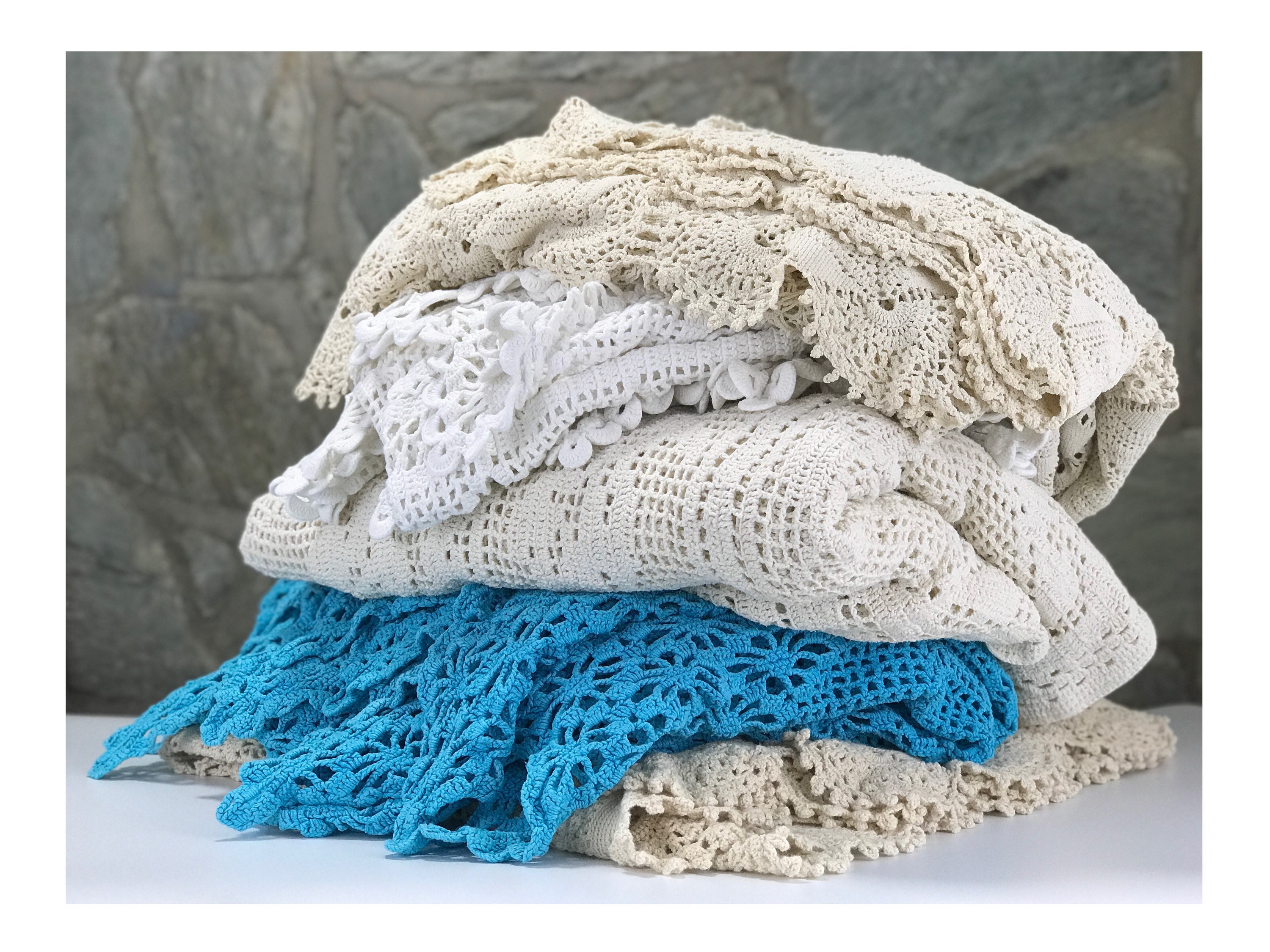 Intricate Rustic Country Lace Crochet Bedspread, Shabby Chic Coverlet ...