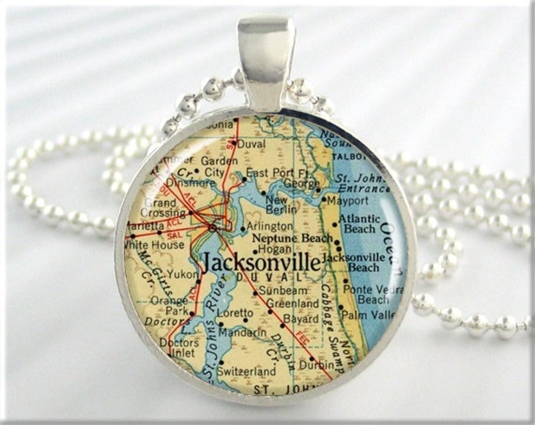Jacksonville Map Pendant, Resin Pendant, Jacksonville Florida Map ...