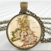 England Map Pendant Resin Charm Britain Ireland Old Map | Etsy