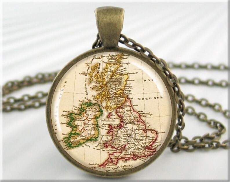England Map Pendant Resin Charm Britain Ireland Old Map | Etsy
