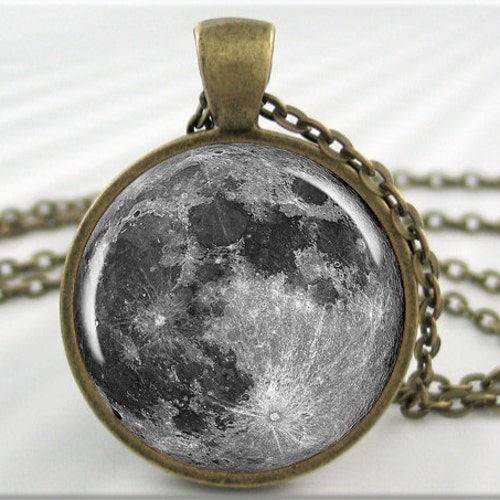 Full Moon Necklace Space Picture Pendant Galaxy Jewelry Gift - Etsy