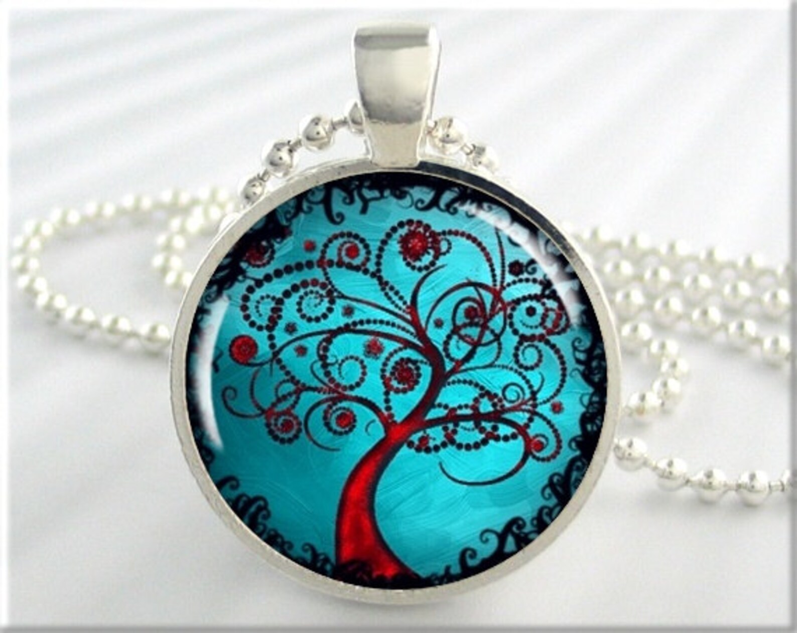Turquoise Tree Pendant Resin Necklace Tree of Life Jewelry - Etsy