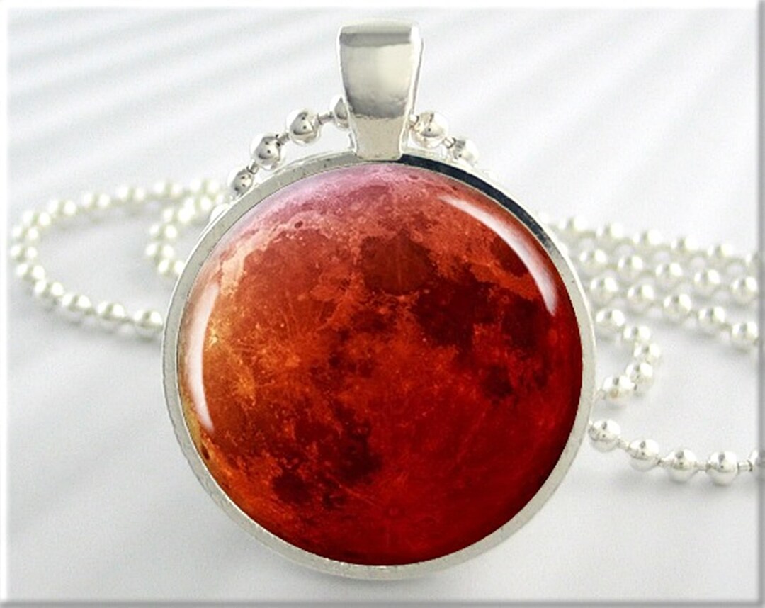 Blood Moon Pendant, Red Moon Pendant, Harvest Moon, Lunar Eclipse ...
