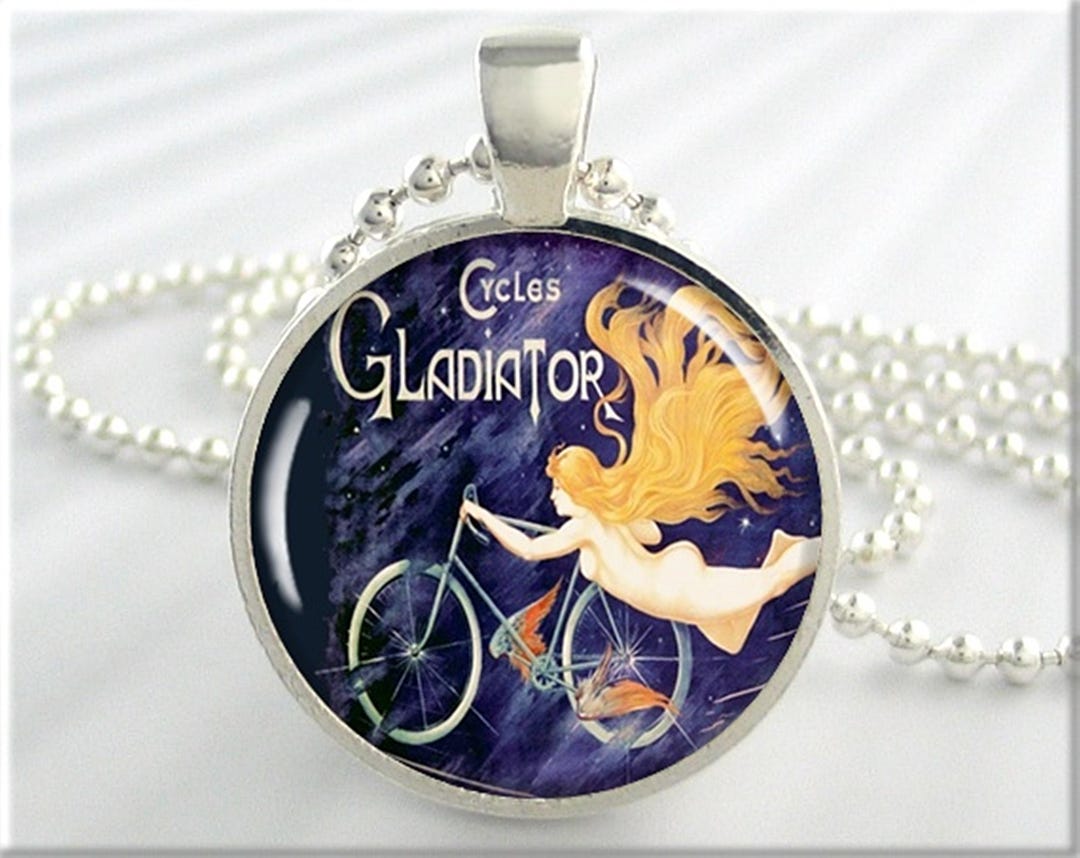 Cycles Gladiator Bicycle Pendant Necklace: Vintage French Art Charm ...