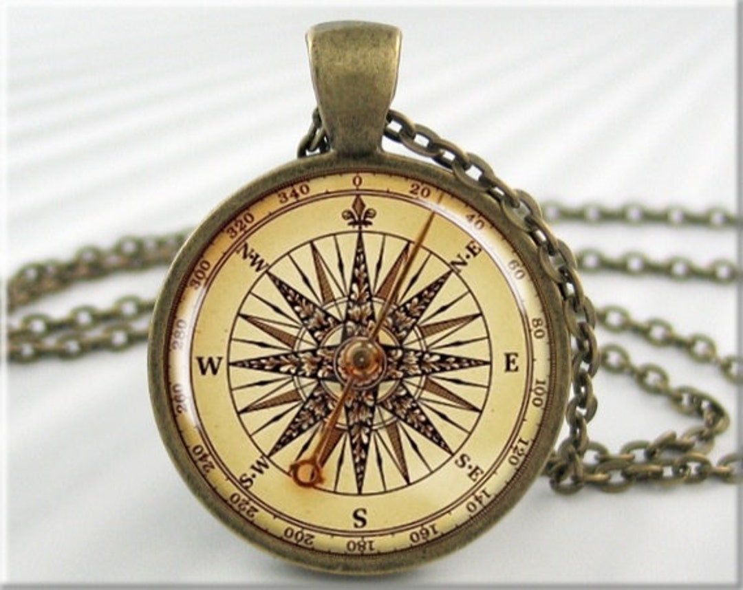 Compass Face Pendant Resin Picture Necklace Nautical Art - Etsy