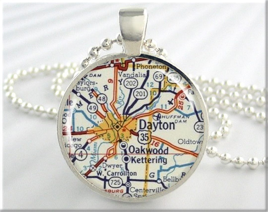 Dayton Ohio Map Pendant Necklace, Vintage Resin Charm 639RS - Etsy