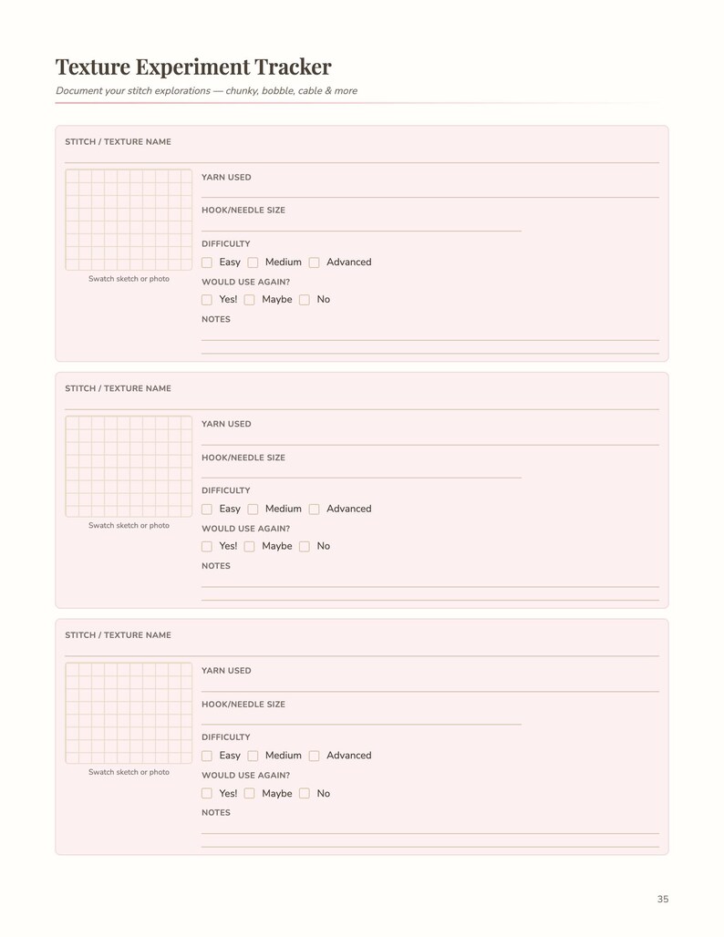 Knitting Planner Printable 2026 | Yarn Stash Tracker Crochet Project ...