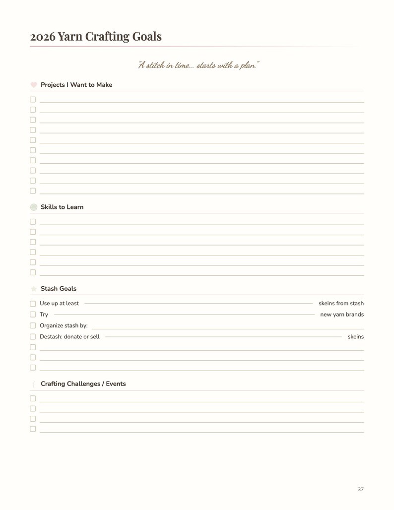 Knitting Planner Printable 2026 | Yarn Stash Tracker Crochet Project ...