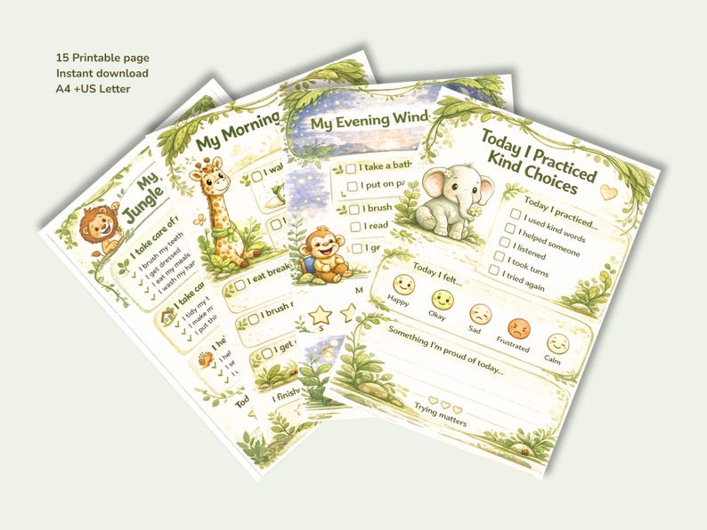 Gentle Kids Routine Pack Printable | Morning & Evening Visual Schedules ...