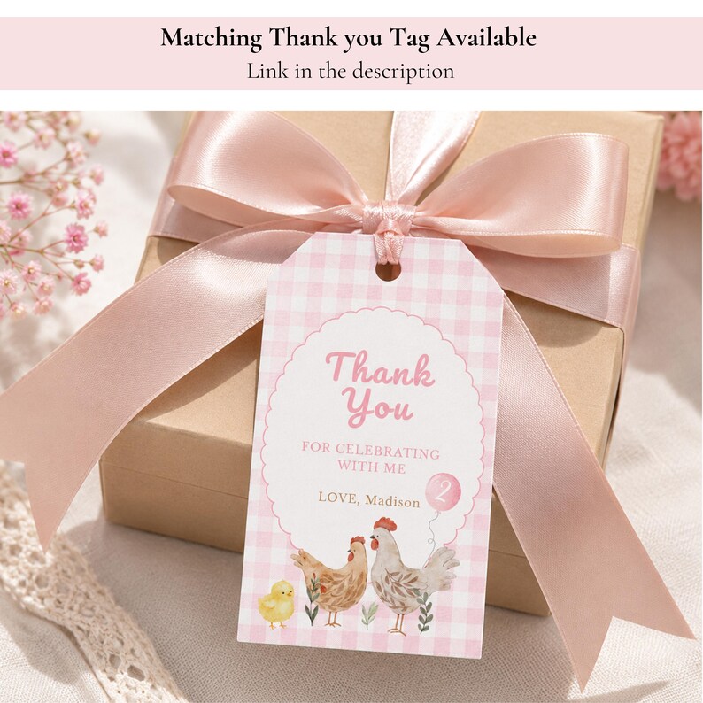Little Chick Birthday Welcome Sign Template, Pink Gingham Farm Party ...