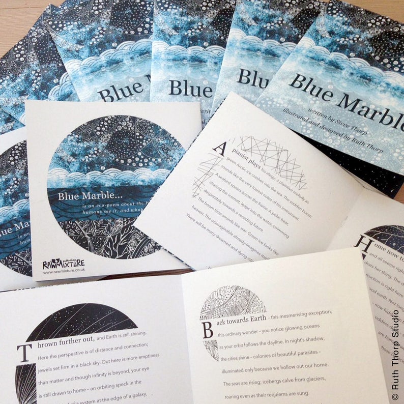 Blue Marble Illustrated Eco Poem by Steve Thorp. Illustrated - Etsy