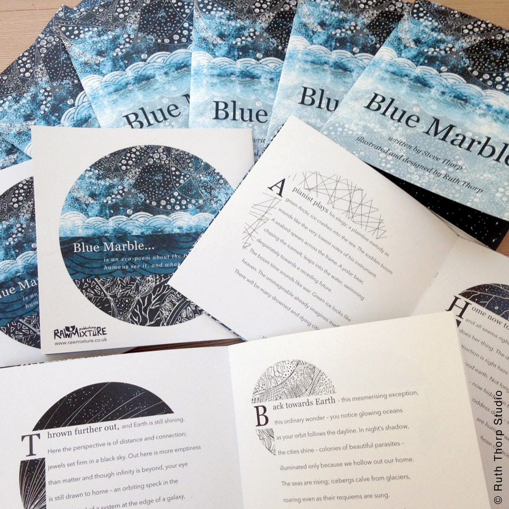 Blue Marble Illustrated Eco Poem by Steve Thorp. Illustrated | Etsy