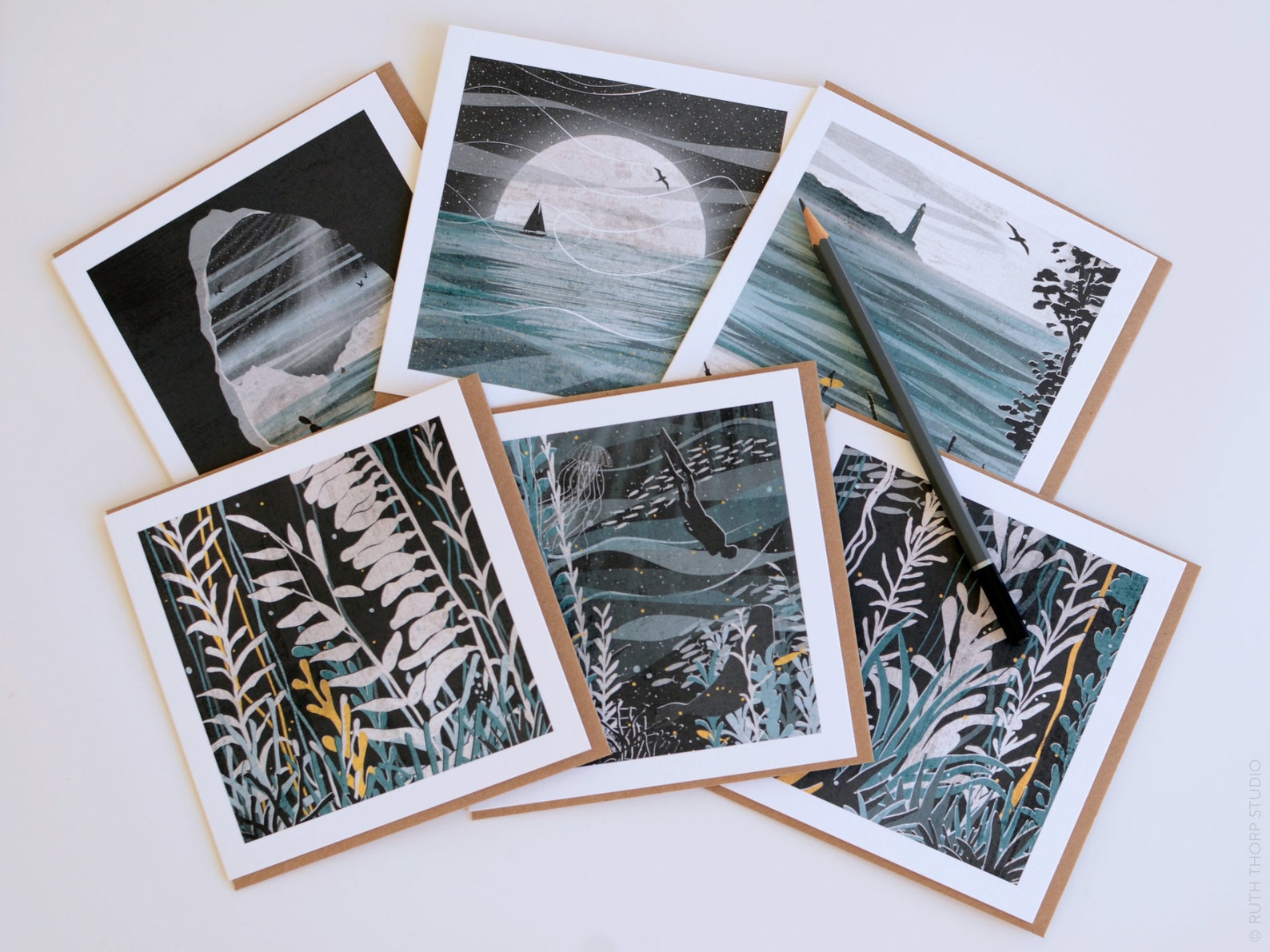 Ocean Collection Pack of 6 Greeting Cards - Etsy