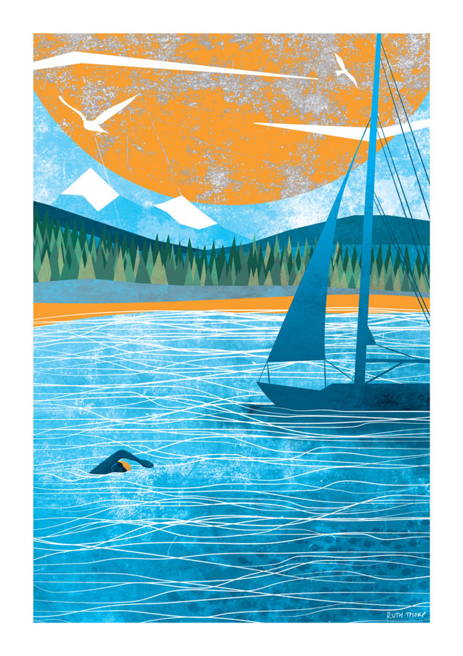 Wild Swimming Art Print: A4, A3, A2, A1 - Etsy