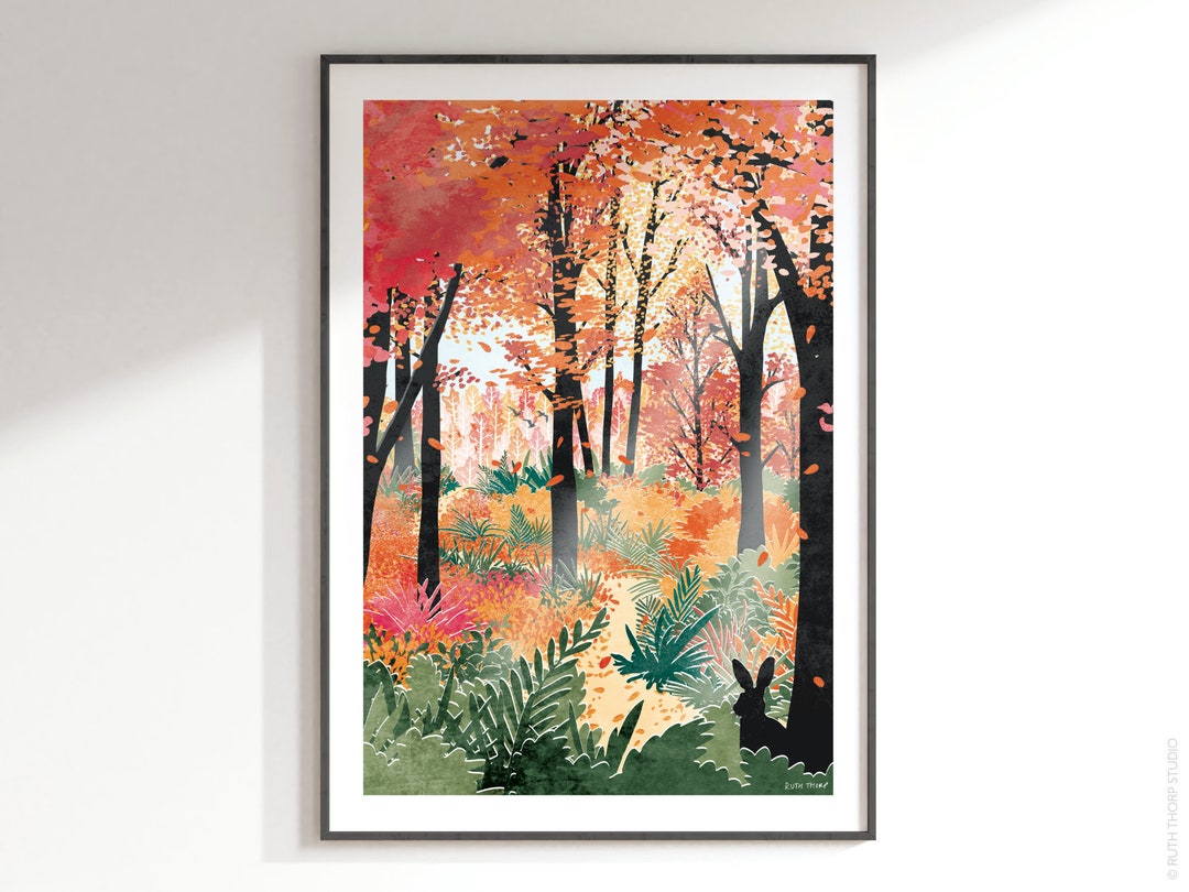 Forest Bathing Art Print: A4, A3, A2, A1, Autumn Nature Woodland ...