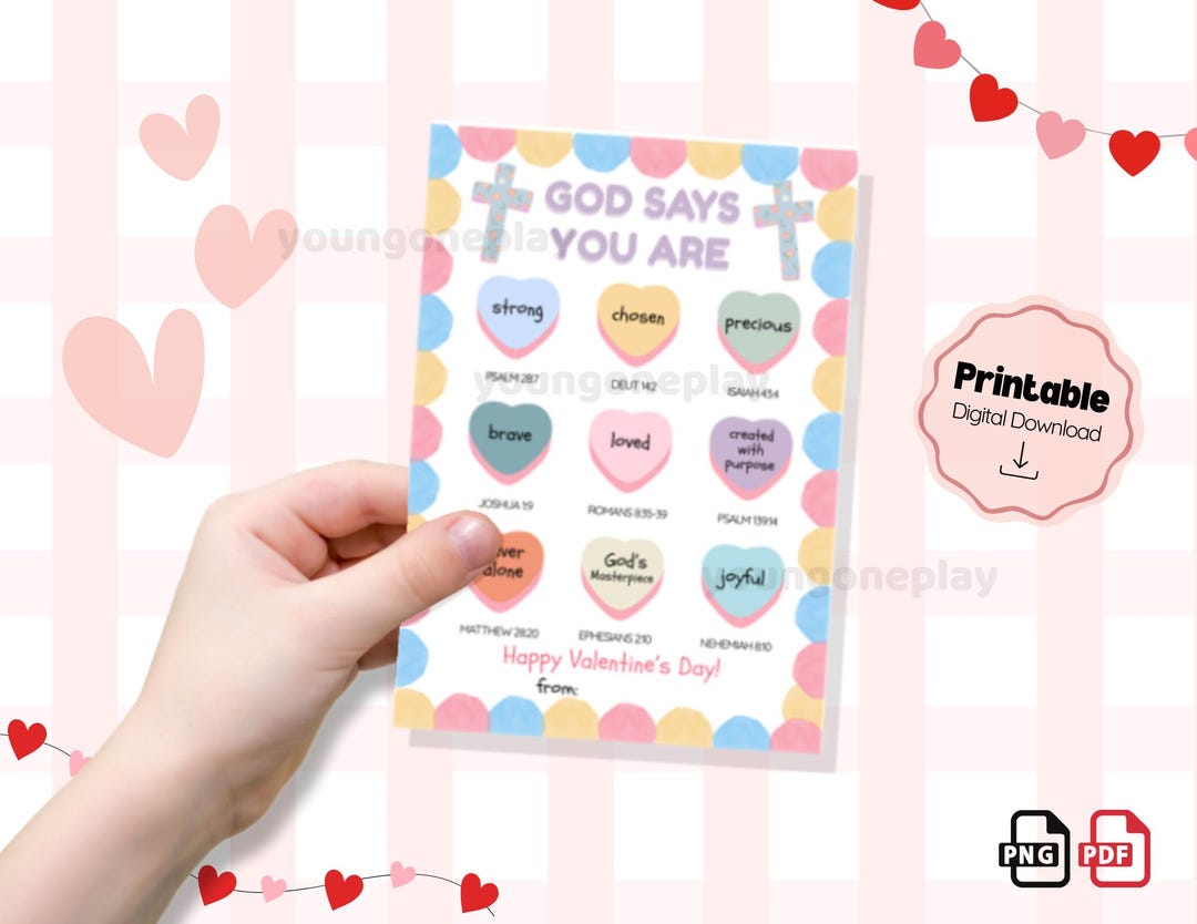 Christian Valentine Printable Card for Kids | God Says You Are ...