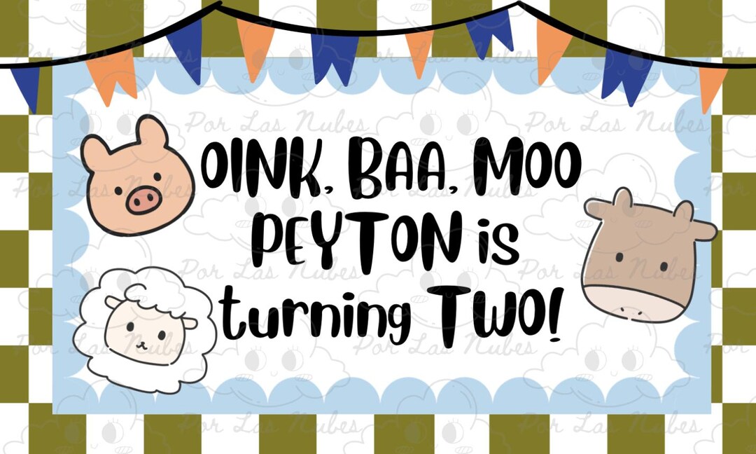 Oink, Baa, Moo, Baby is Turning Two! - Etsy