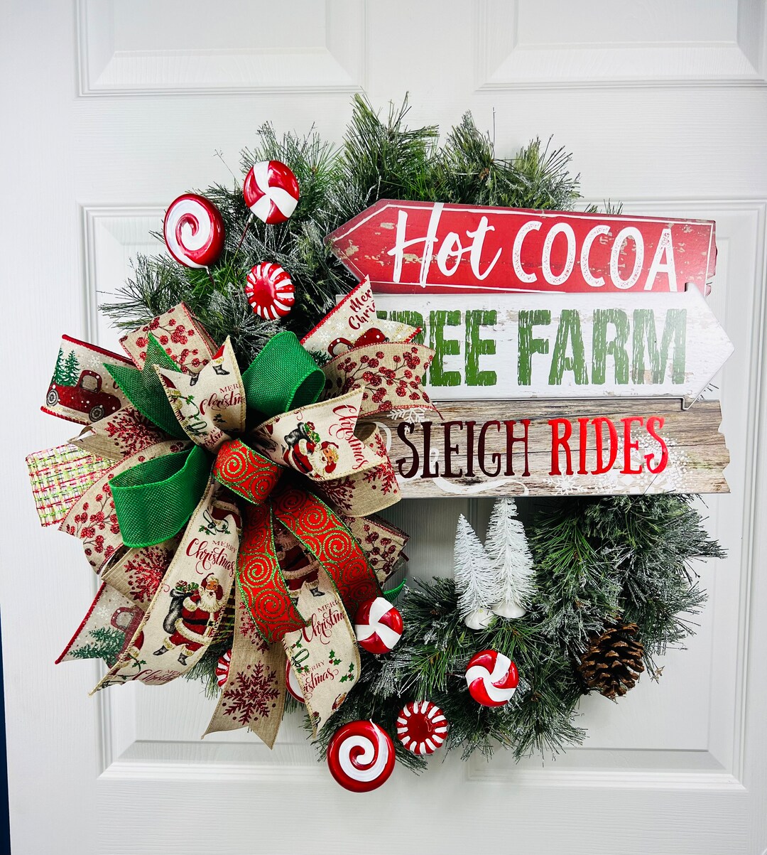 Christmas hot Coco Tree Farm Holiday Wreath - Etsy
