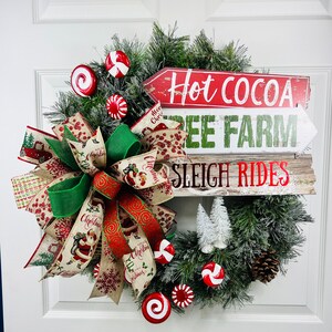 Christmas hot Coco Tree Farm Holiday Wreath - Etsy