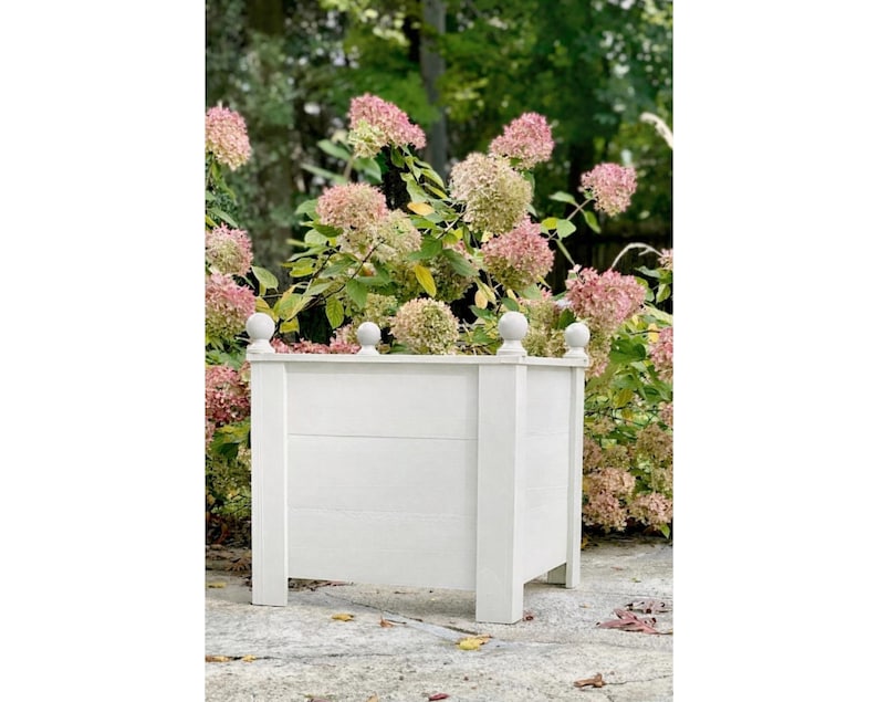 Solid Cedar Painted Wood Planter With Ball Finials – Traditional ...