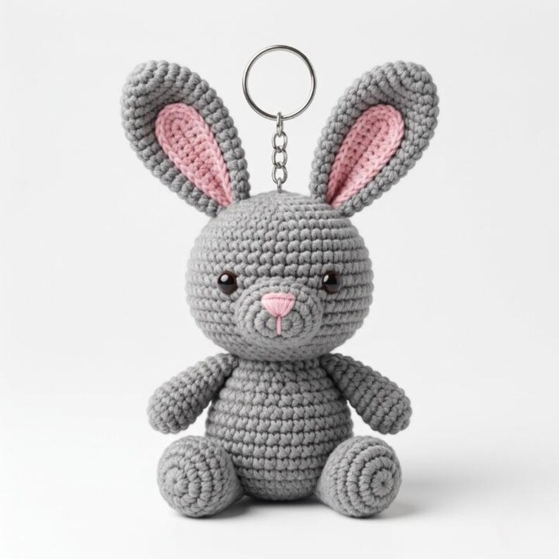 Amigurumi Bunny Keychain Crochet Pattern, Plush Chenille Mini Animal ...
