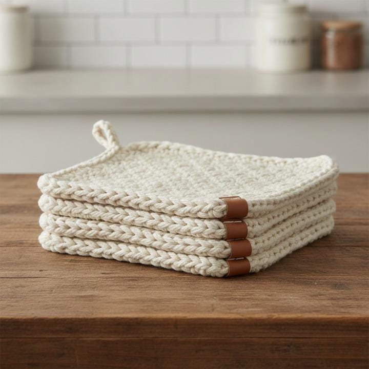 Farmhouse-style Crochet Pot Holder Pattern – DIY Double-layer Textured ...
