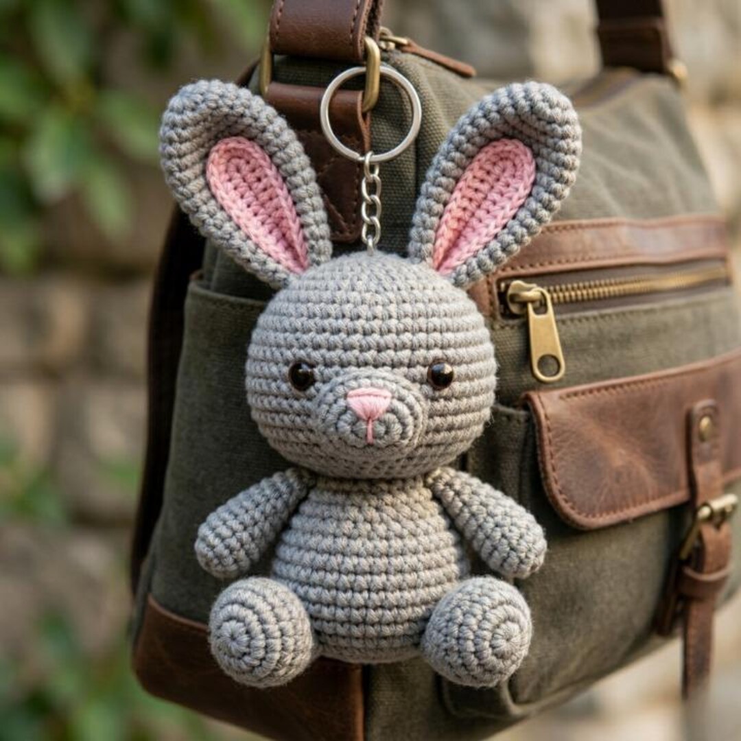 Amigurumi Bunny Keychain Crochet Pattern, Plush Chenille Mini Animal ...