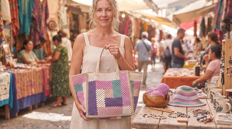 Trellis Stitch Crochet Beach Bag Pattern, Crochet Tote Bag Pattern ...