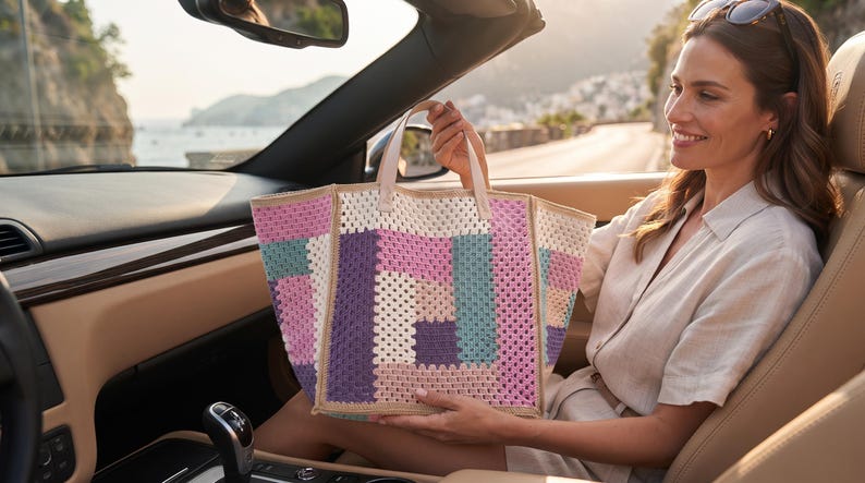 Trellis Stitch Crochet Beach Bag Pattern, Crochet Tote Bag Pattern ...